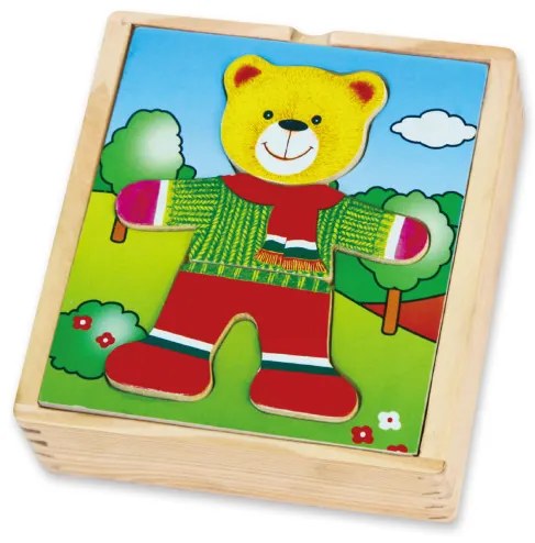 Dřevěné puzzle na oblékání Viga 56401 Medvídek