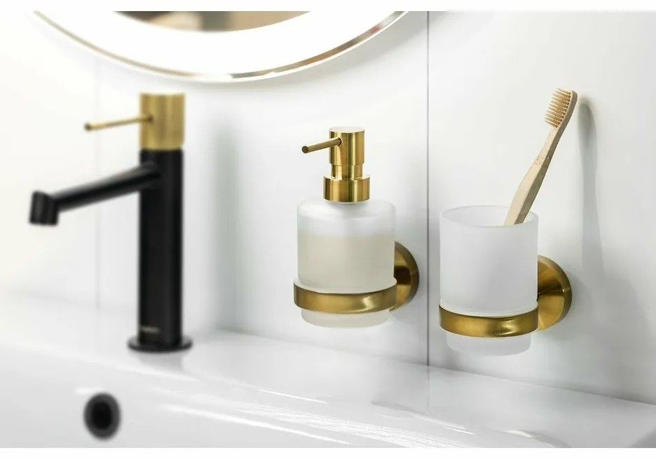 Sapho XR103GB X-Round Gold dávkovač mýdla 200 ml, mléčné sklo/zlatá