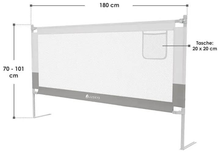 Dětská postelová zábrana 180 cm, výškově nastavitelná