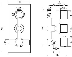 Mexen Cube DR02 podomítkový vanový a sprchový set s hlavovou sprchou 30x30 cm (7v1), černá, 77503DR0230-70