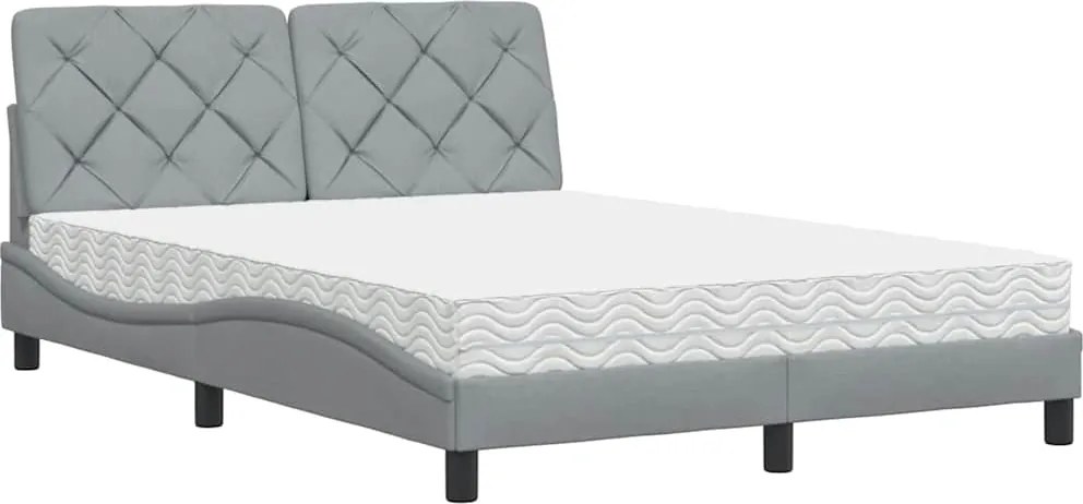 Postel s matrací světle šedá 140 x 190 cm textil 3310734