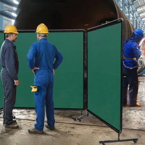 Svařovací zástěna s rámem, 1,83 × 1,83 m 3 panelové zástěny pro svařování