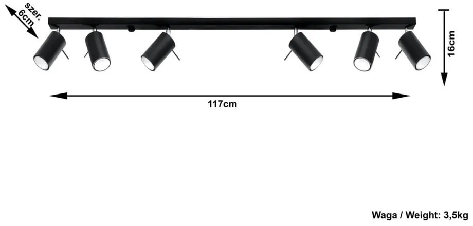 Černé stropní svítidlo Sollux Etna 6L