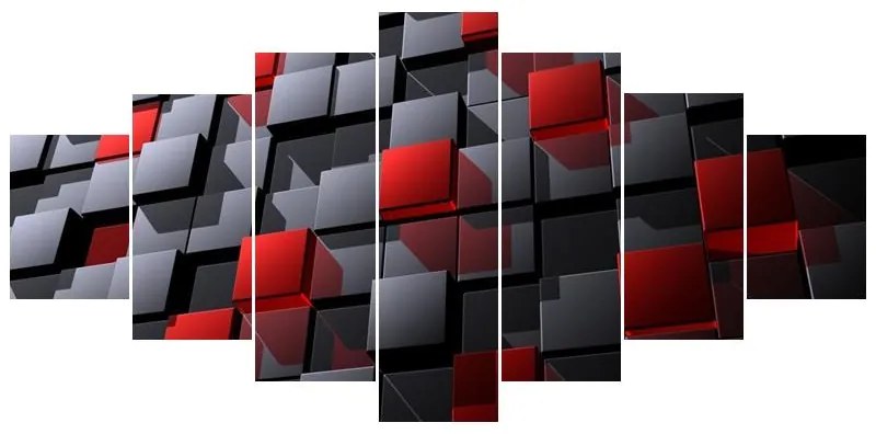 Abstraktní obraz červených poskládaných kostek (210x100 cm), 40 dalších rozměrů