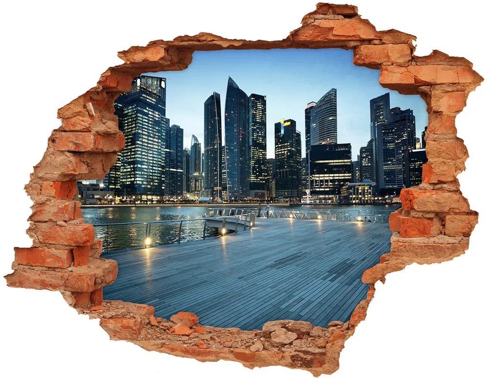 Wallmuralia Fototapeta díra na zeď 3D Singapur noc 90x70 cm