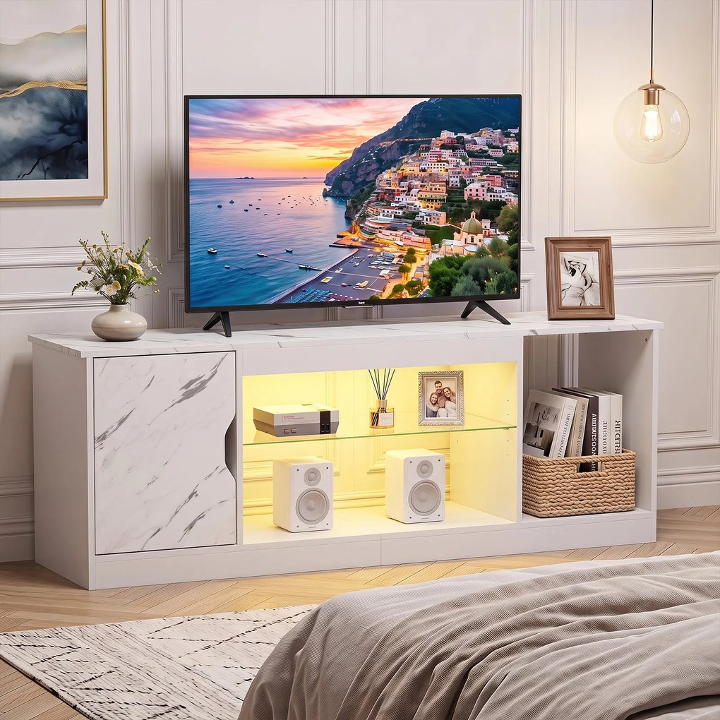 Costway TV skříňka TV s úložným prostorem a 3 otevřenými přihrádkami