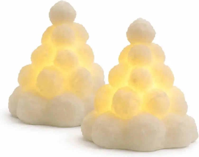 LED svíčky z pravého vosku na baterie, sněhové koule, ø 8 × 10 cm, bílá, sada 2 ks, CR2032