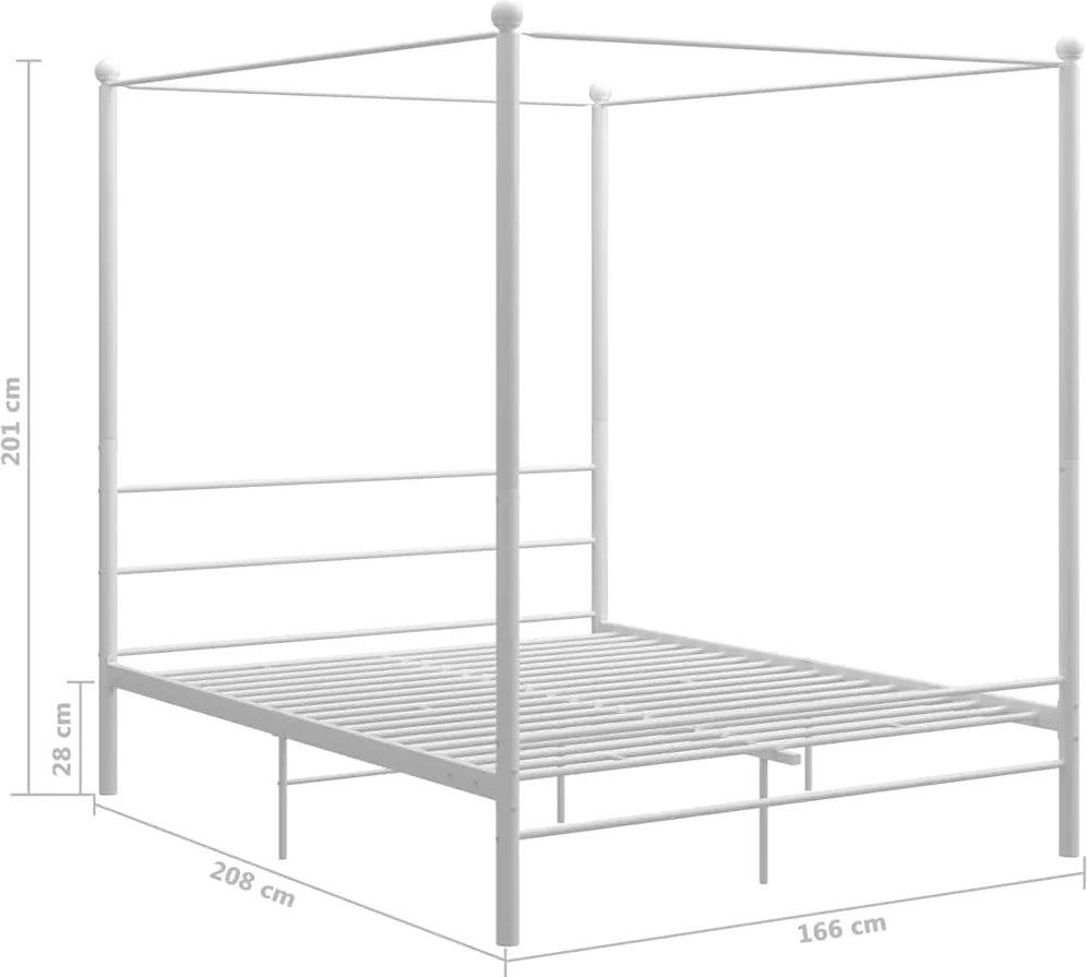 Rám postele s nebesy bílý kovový 160 x 200 cm 325064
