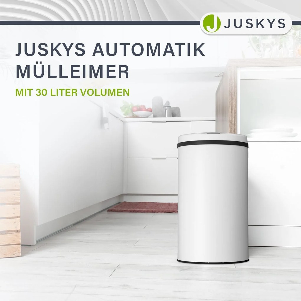 Juskys Kulatý bezdotykový odpadkový koš Barva: stříbrná, Velikost: 50 L