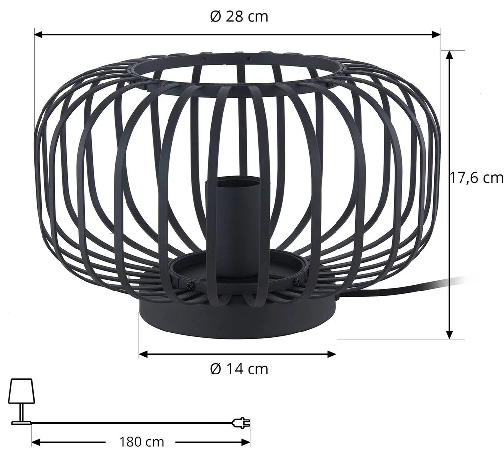 Lindby Krish stolní lampa ve tvaru klece, černá