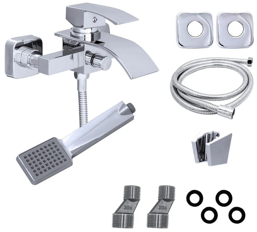 Gamma Elva, nástěnná vanová baterie s ruční sprchovou soupravou, chromová, GMA-BEAW-CH