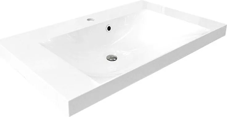 Mereo Mereo, Opto, koupelnová skříňka s umyvadlem z litého mramoru 101 cm, bílá, dub, bílá/dub, černá, CN922M