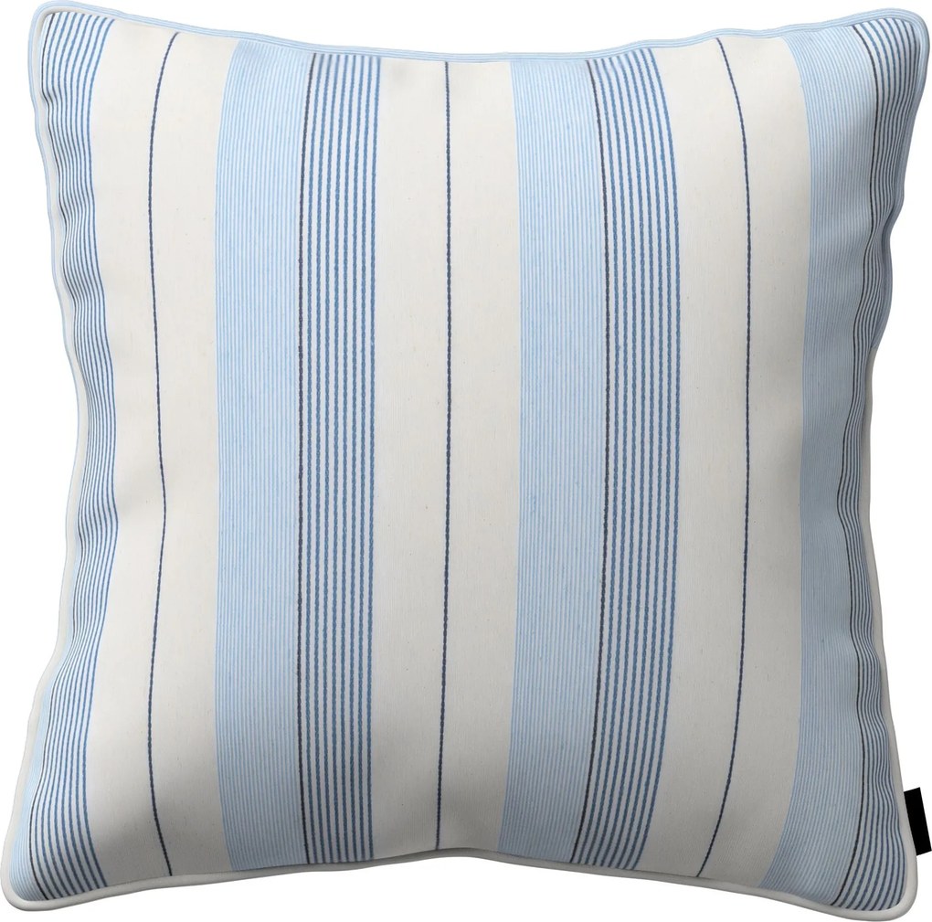 Gabi - potah na polštář šňůrka po obvodu barva modrá látka pletený vzor, vzorované