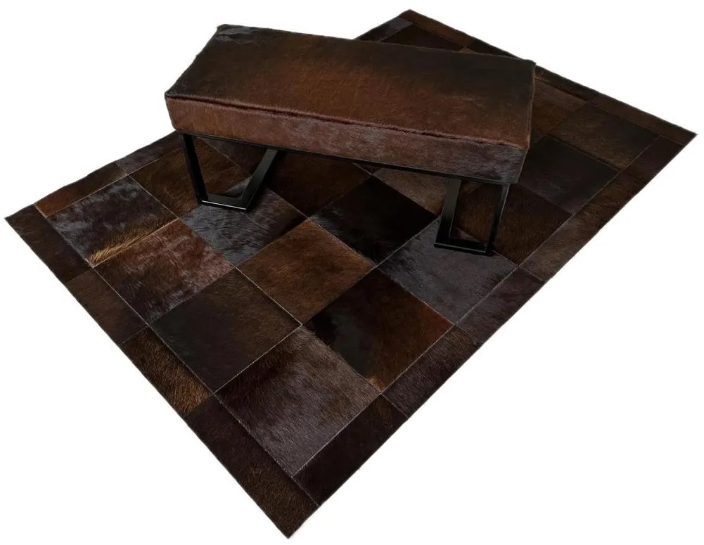 Luxusný taburet - lavica - Henrik,  hnedý s čiernou
