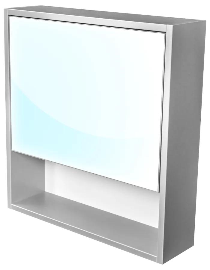 CEDERIKA - Amsterdam galerka 1x výklopné barva zrcadlo v AL rámu korpus korpus světle šedá šíře 60 CA.G1V.191.060