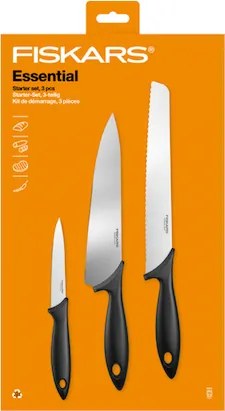 Výrobce: Fiskars Fiskars 1065583 Essential sada základní - nůž okrajovací, nůž kuchyňský, nůž na chléb a pečivo