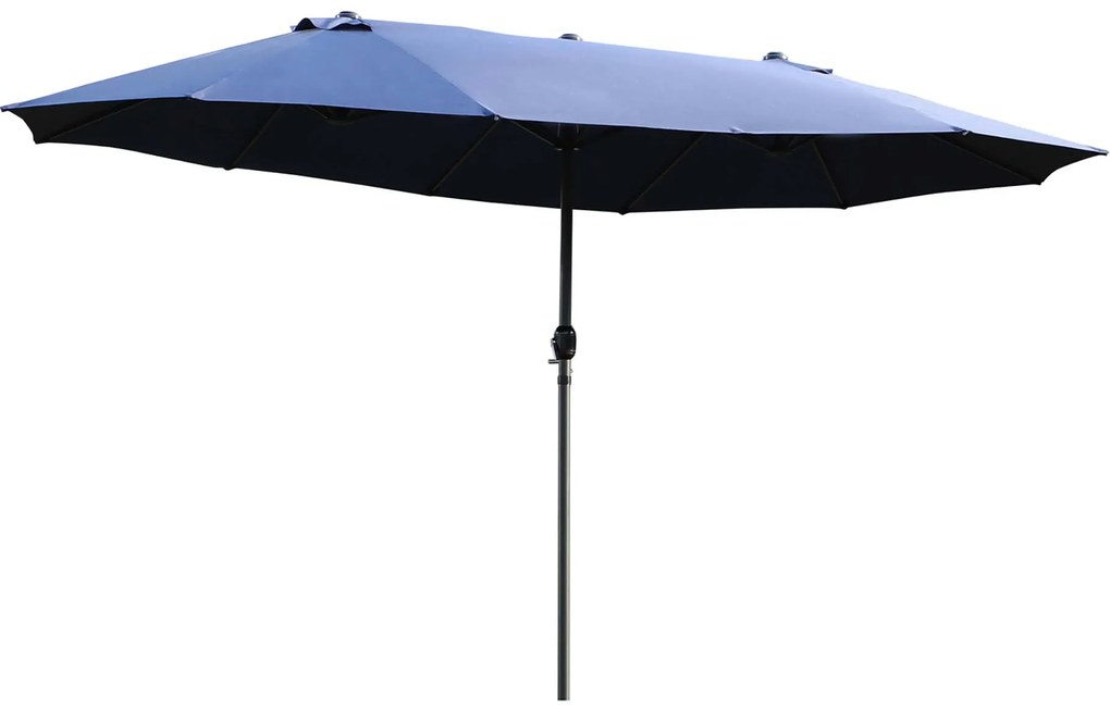 Outsunny slunečník zahradní slunečník trh slunečník dvojitý slunečník terasa slunečník s ruční klikou modrý ovál 460 x 270 x 240 cm | Aosom