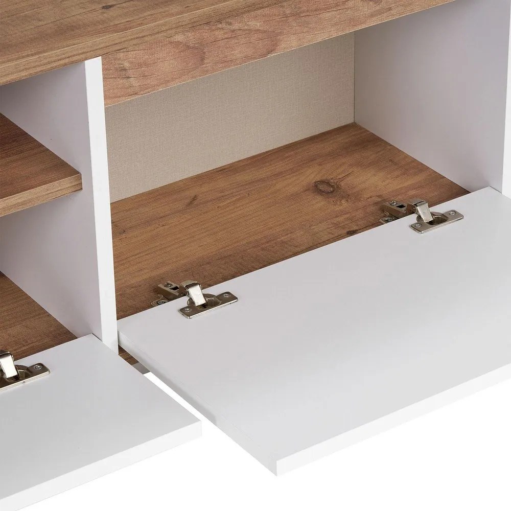 Bílý/v přírodní barvě TV stolek v dekoru borovice 160x42x30 cm Sentinel – Kalune Design