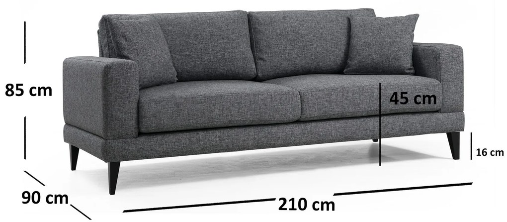 Hanah Home Třímístná pohovka NORDIC šedá 560ARE1307