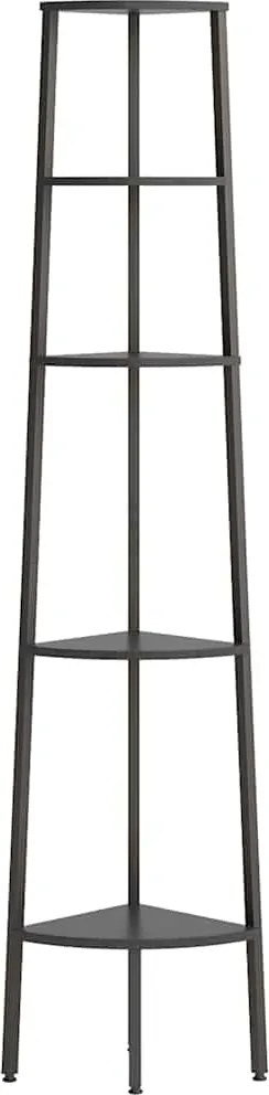 5patrová rohová police černá 45,5 x 31,5 x 180 cm 336396