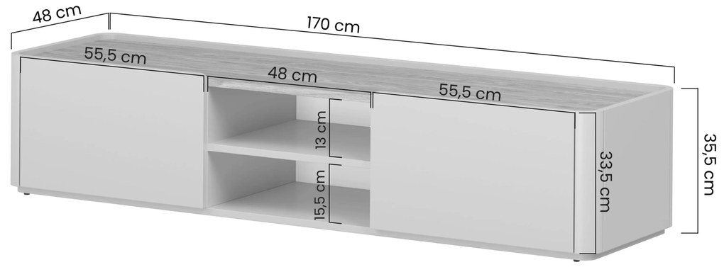 TV stolek Elivo 170 cm - eukalyptus / dub baltic dune
