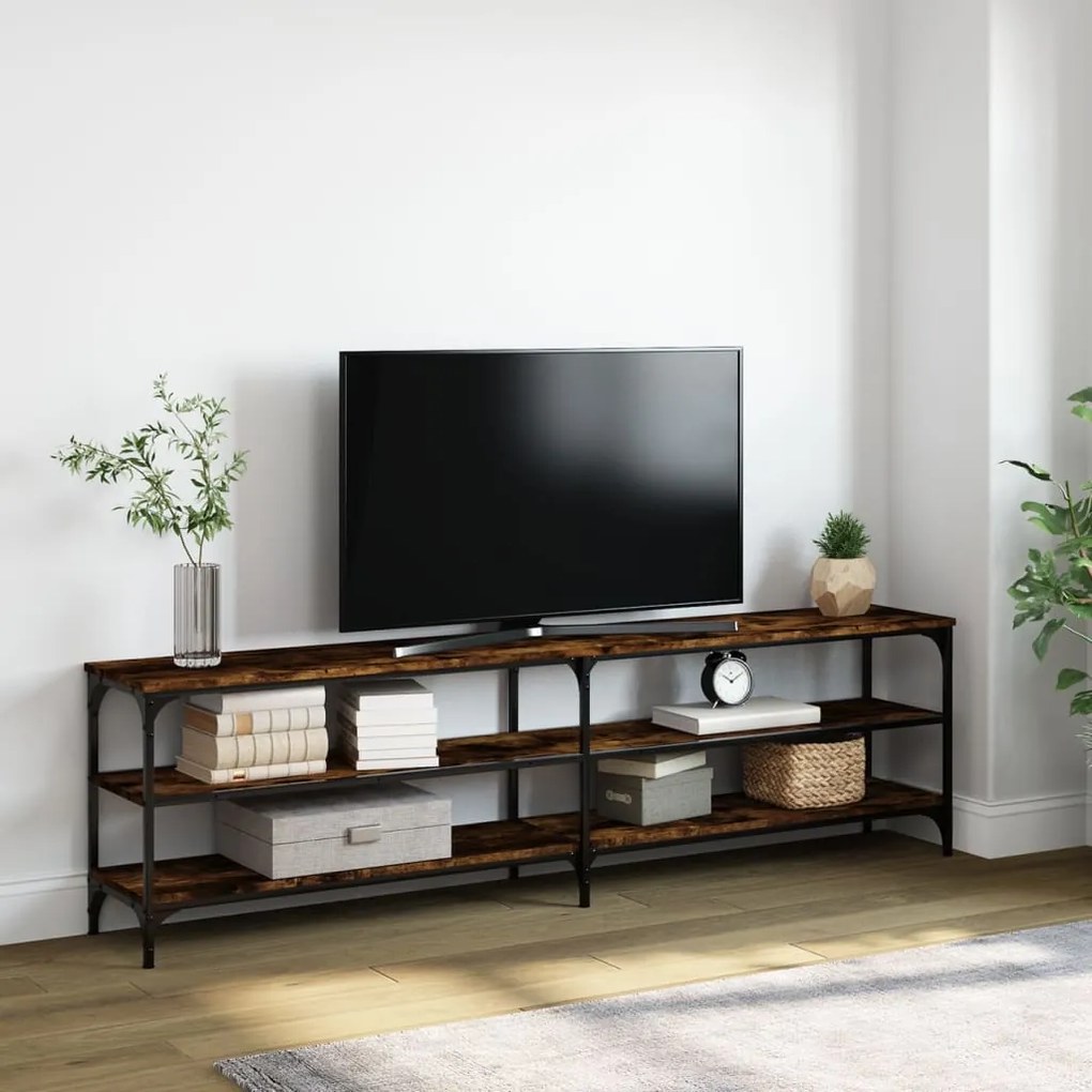 826756 vidaXL TV skříňka kouřový dub 180 x 30 x 50 cm kompozitní dřevo a kov