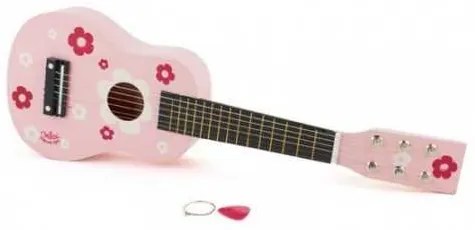 Vilac Dřevěná kytara růžová s květy