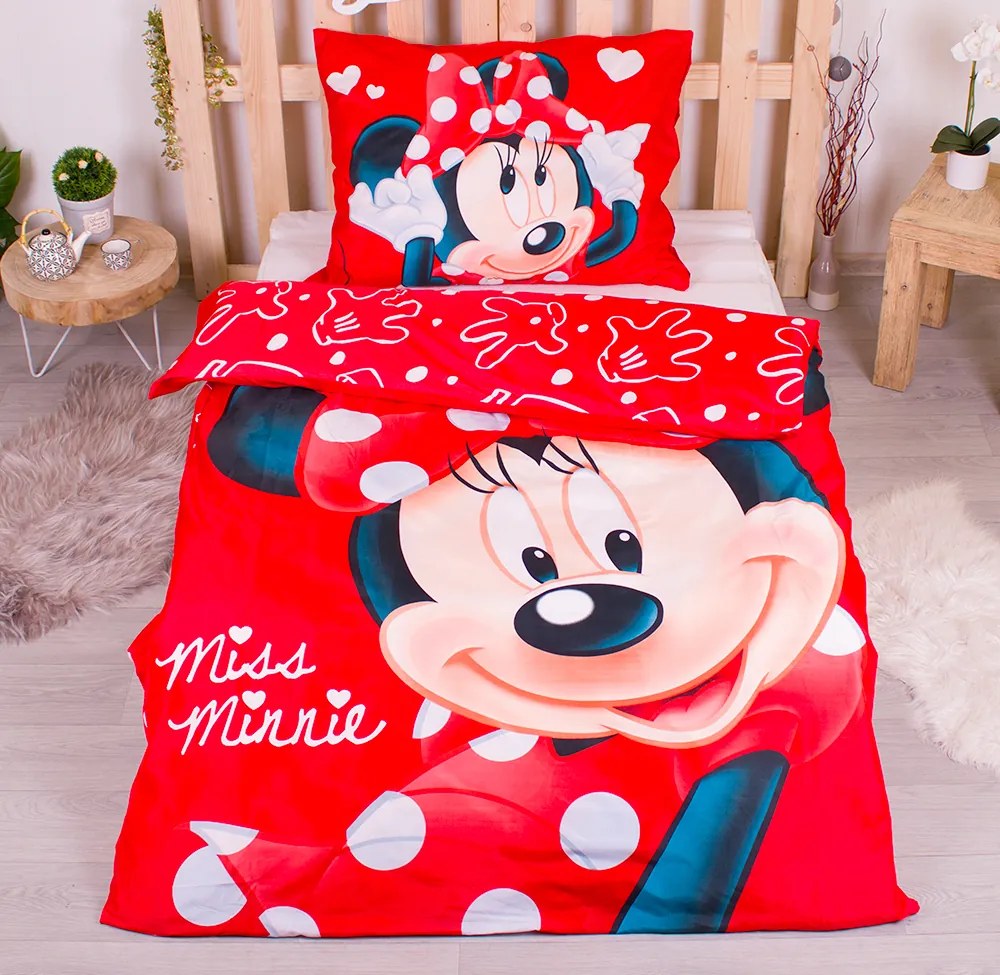 Povlečení z mikrovlákna 140x200+70x90 Minnie Big Red