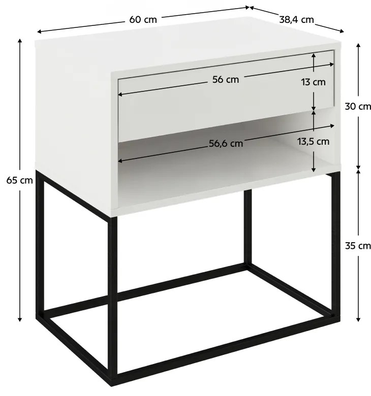 Kondela Noční/příruční stolek, bílá/černá, ARTI TYP 2