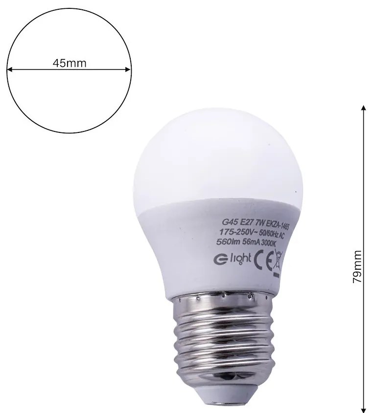 LED žárovka E27 teplá 3000k 7w 560 lm