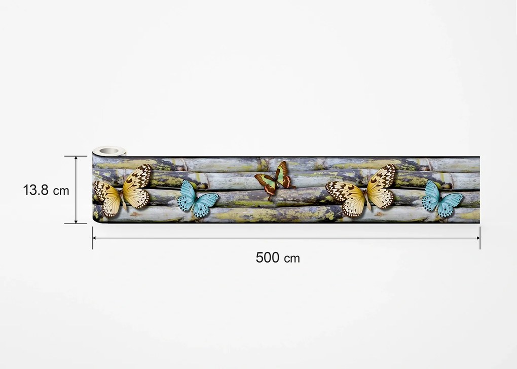 Samolepící bordura na zeď Motýli | 5 m x 13.8 cm | DWB8238