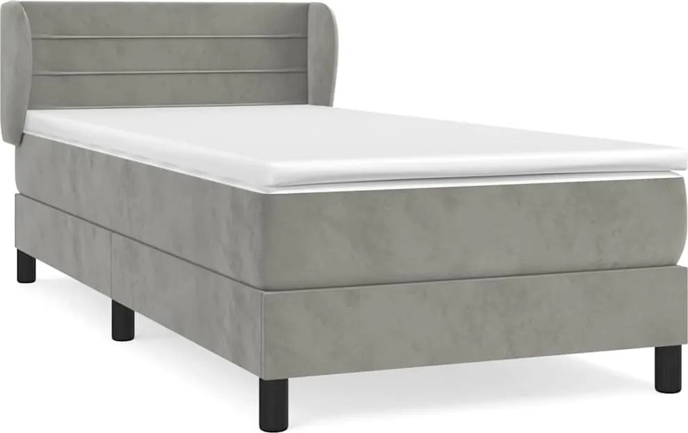 Box spring postel s matrací světle šedá 90x200 cm samet 3127529