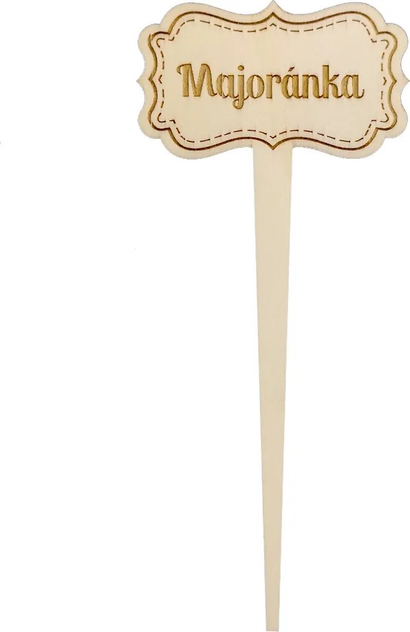 AMADEA Dřevěný zápich - cedulka na bylinky Majoránka, výška 20 cm, český výrobek