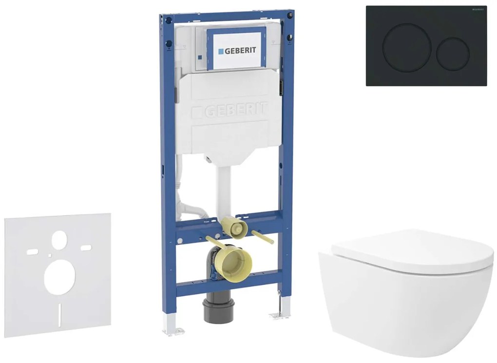 Geberit Duofix - Set předstěnové instalace, klozetu Oudee Vortex a sedátka softclose, tlačítko Sigma20, matná černá/černá SANI11CA5146B