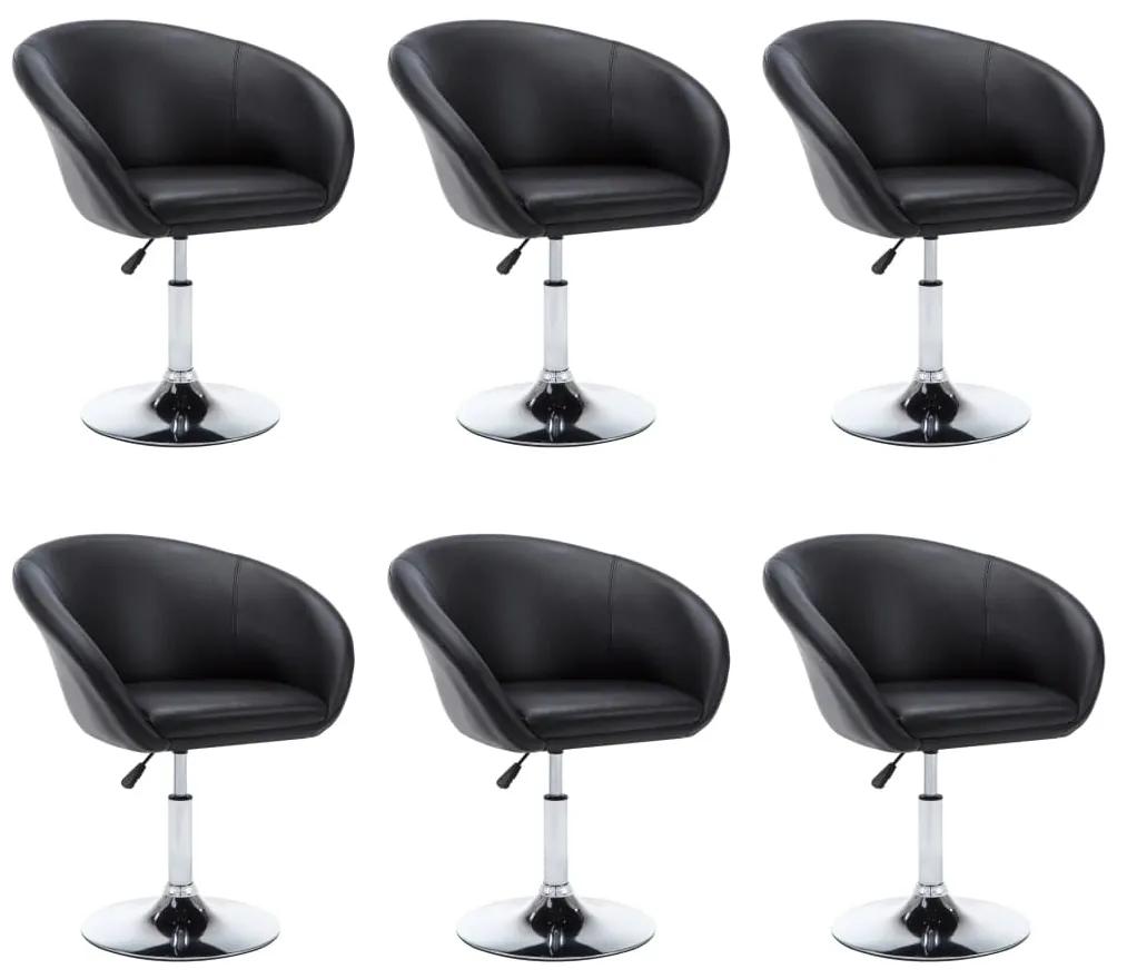 275589 vidaXL Otočné jídelní židle z umělé kůže 6 ks 67,5x58,5x87 cm černé