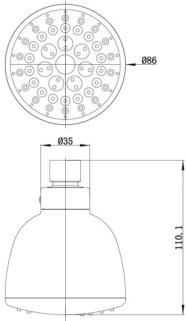 Novaservis - Pevná sprcha průměr 86 mm chrom, RUP/124,0