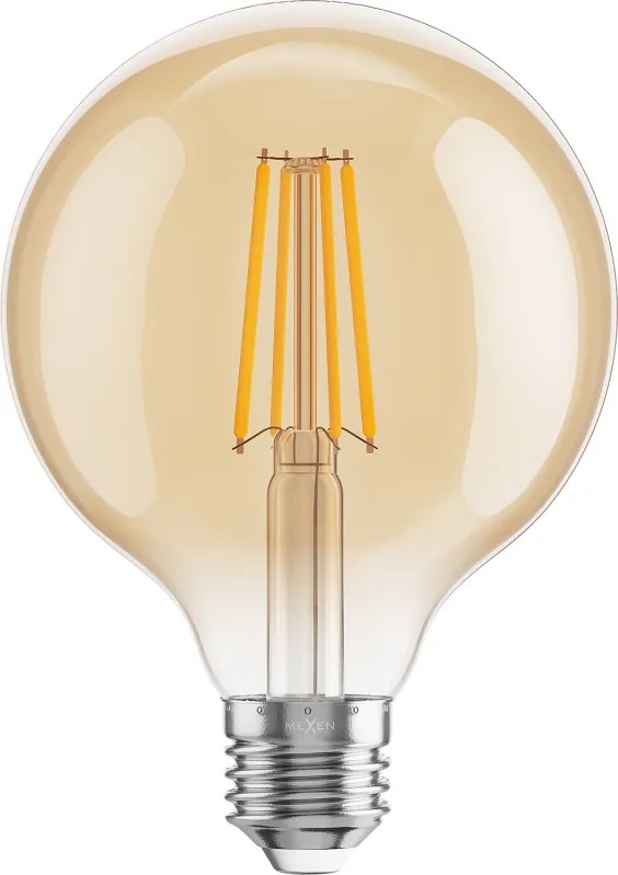 Mexen Vintis, LED žárovka E27, G95, 8W, Teplá - 2700K, 750 lm, jantarová - L157-E27-0827-50