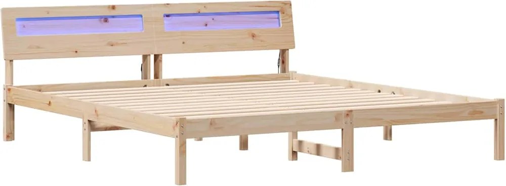 Rám postele s čelo Hnědá 200 x 200 cm Masivní borové dřevo 3385742