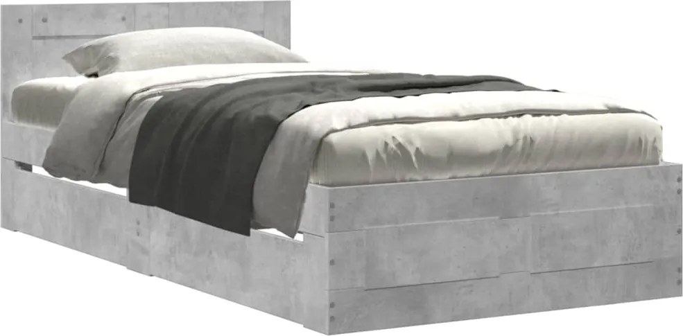 Rám postele s čelem betonově šedý 75 x 190 cm kompozitní dřevo 3295621