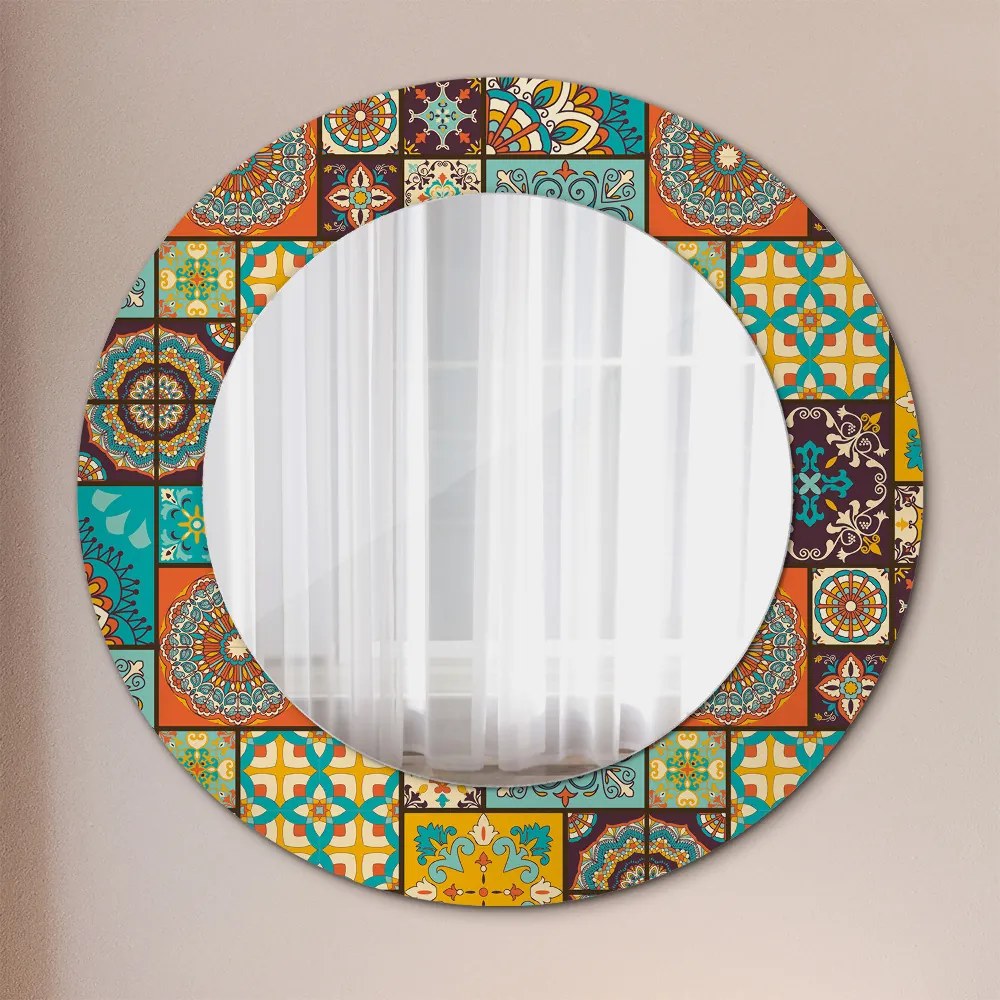 Kulaté zrcadlo tištěný rám Arabský vzor fi 50 cm