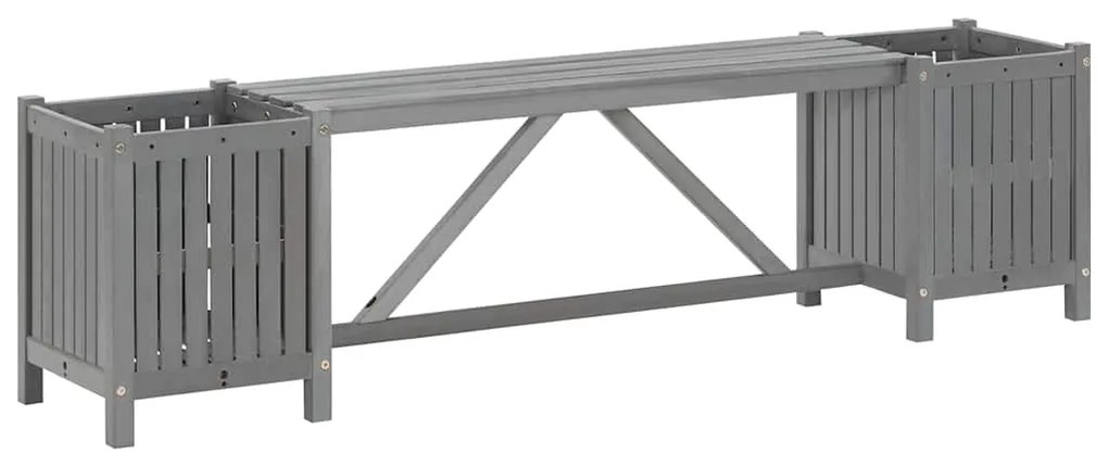 Zahradní lavice se 2 truhlíky 150 cm masivní akácie šedá 311823