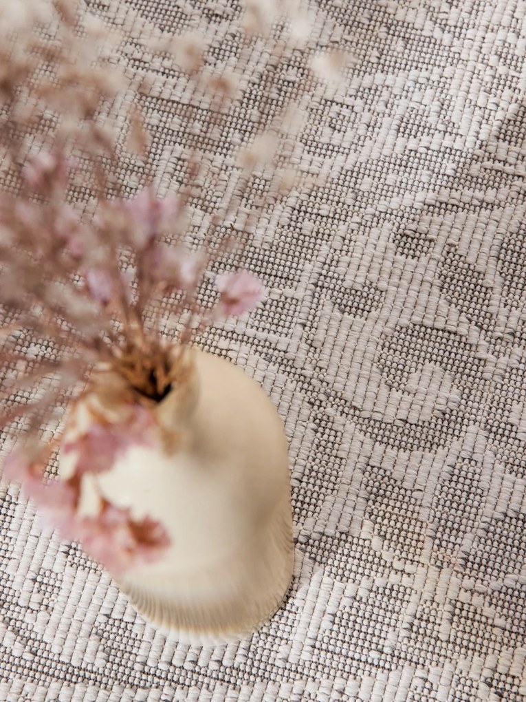 NORTHRUGS, Kusový koberec Duet Rosel 106251 White/Gray kruh - na ven i na doma, 160x160 (průměr) kruh, šedá, chodba / předsíň
