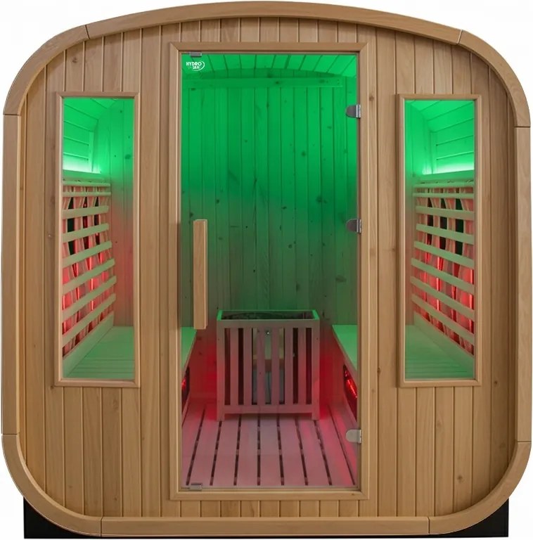 BPS-koupelny Zahradní kombinovaná sudová sauna 2v1  - Infrasauna + finská sauna 180x200, 4-6 osob