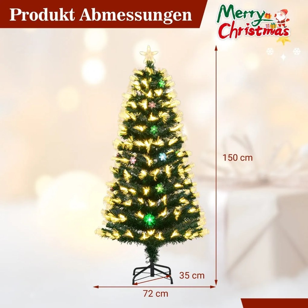 Costway 150 cm Umělý vánoční stromeček se světly a mini vánoční stromek Star Top