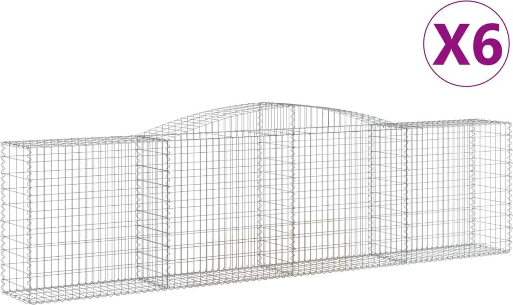 Klenuté gabionové koše 6 ks 400x50x100/120cm pozinkované železo 3147000