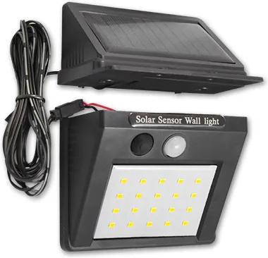 MASTER LED solární lampa 20SMD - 200 lm - senzor pohybu a soumraku - kabel  - studená bílá | BIANO