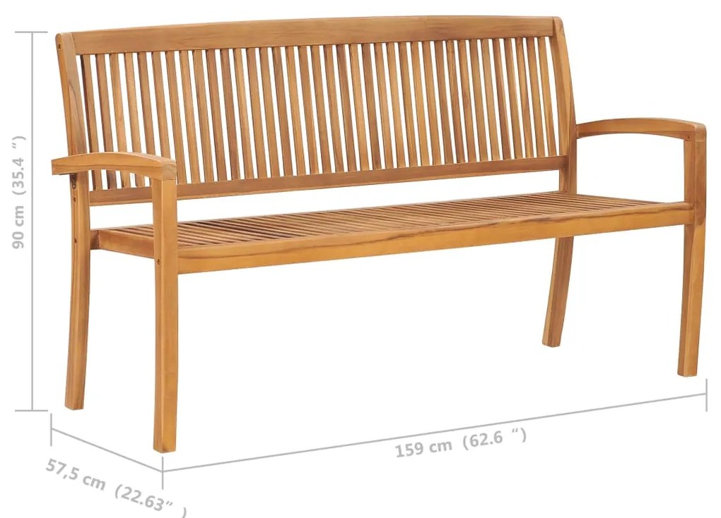 vidaXL Stohovatelná zahradní lavice s poduškou 159 cm masivní teak