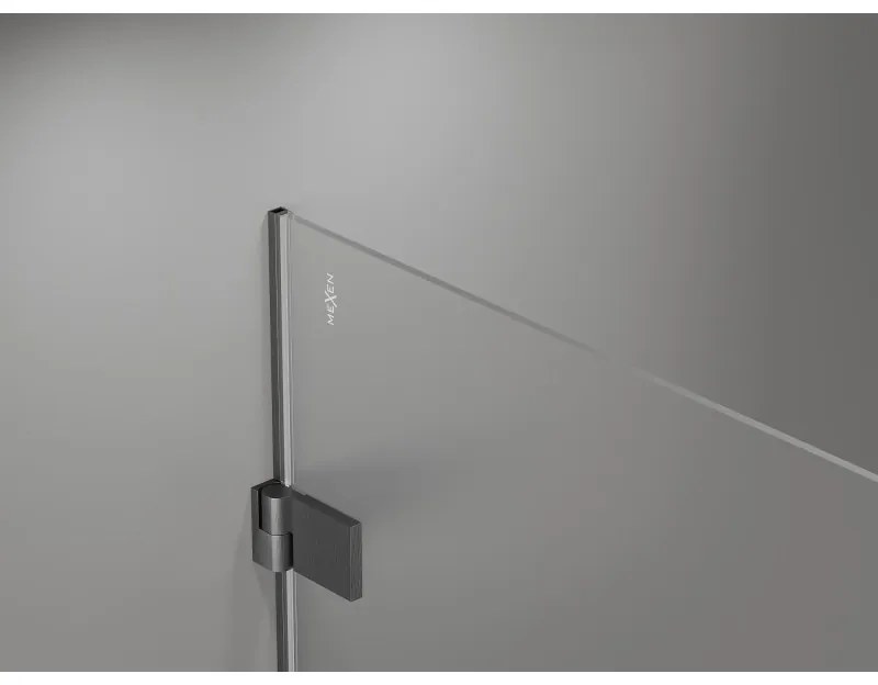 Mexen Lunar-B, pravostranný výklopný sprchový kout 75 x 70 cm, 8mm čiré sklo, pistolově šedý kartáčovaný - 832-075-070-66-00-P