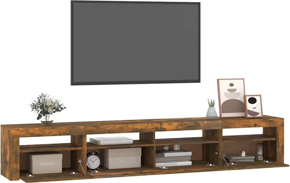 TV skříňka s LED osvětlením kouřový dub 240x35x40 cm 3152727