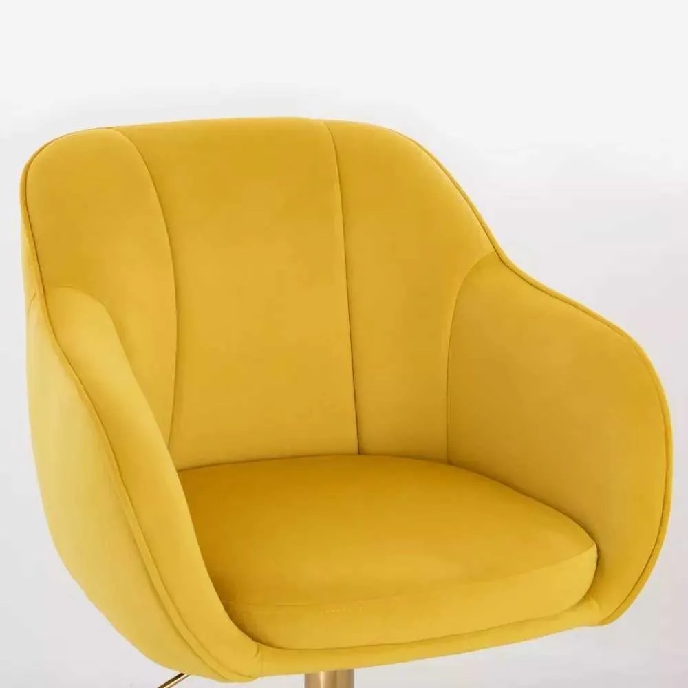 LuxuryForm DESIGN Barová židle AVOLA VELUR na stříbrné kulaté podstavě - žlutá